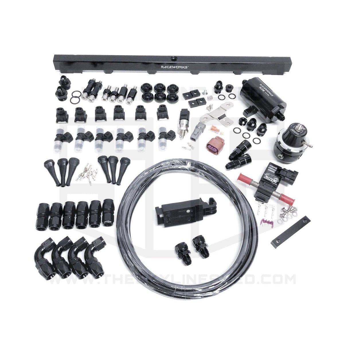 The Skyline Shed - RB26DETT Custom Braided Premium E85 Engine Bay Fuel ...